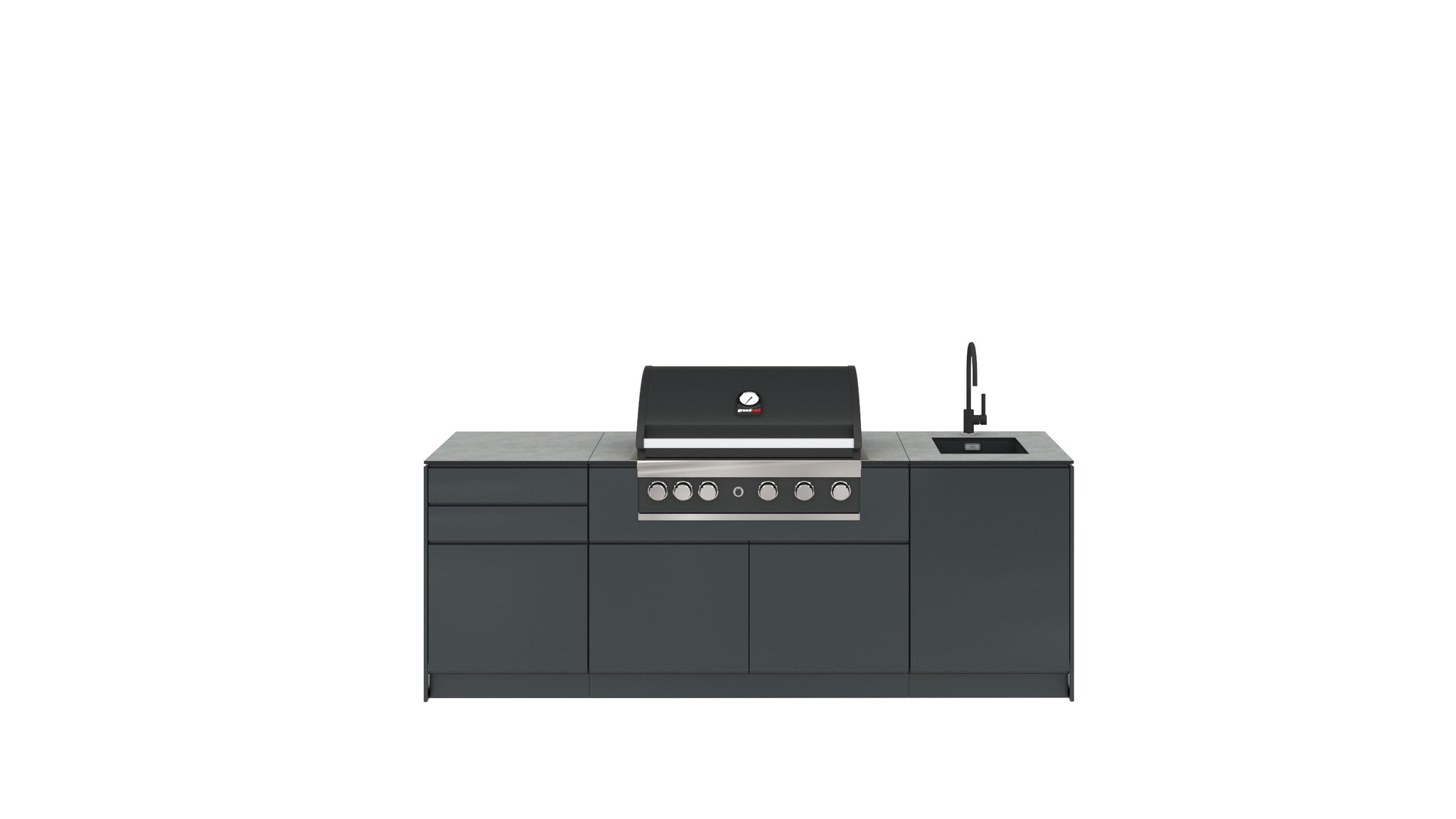 Compact Outdoor Kitchen in Anthracite with Fridge & Grill – Modern ...